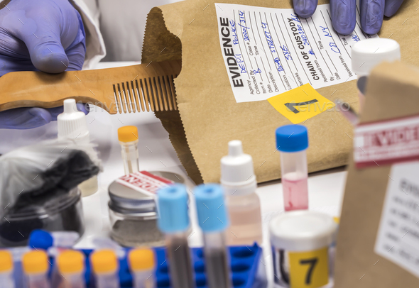 Scientist Police hold murder victim comb to find dna in crime lab ...