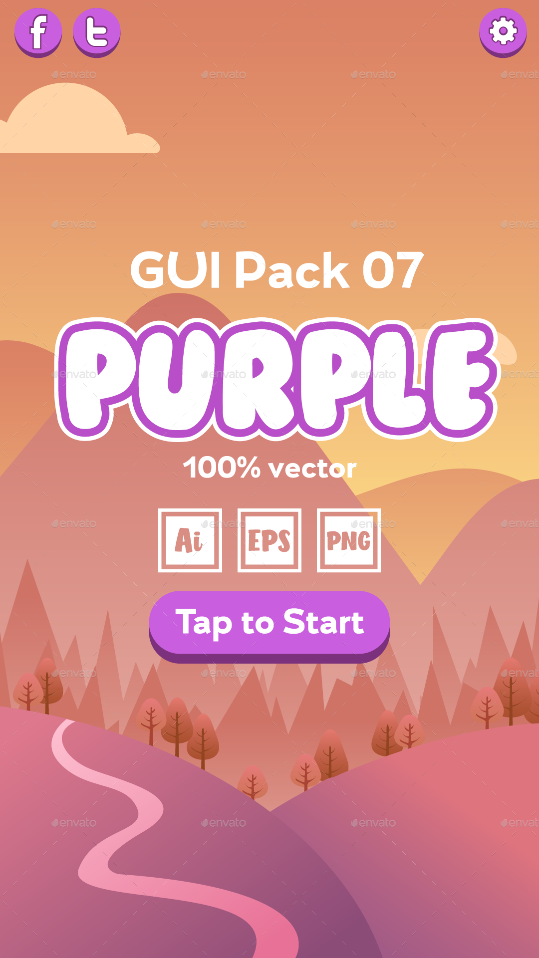 Purple Theme GUI Pack 07, Game Assets | GraphicRiver