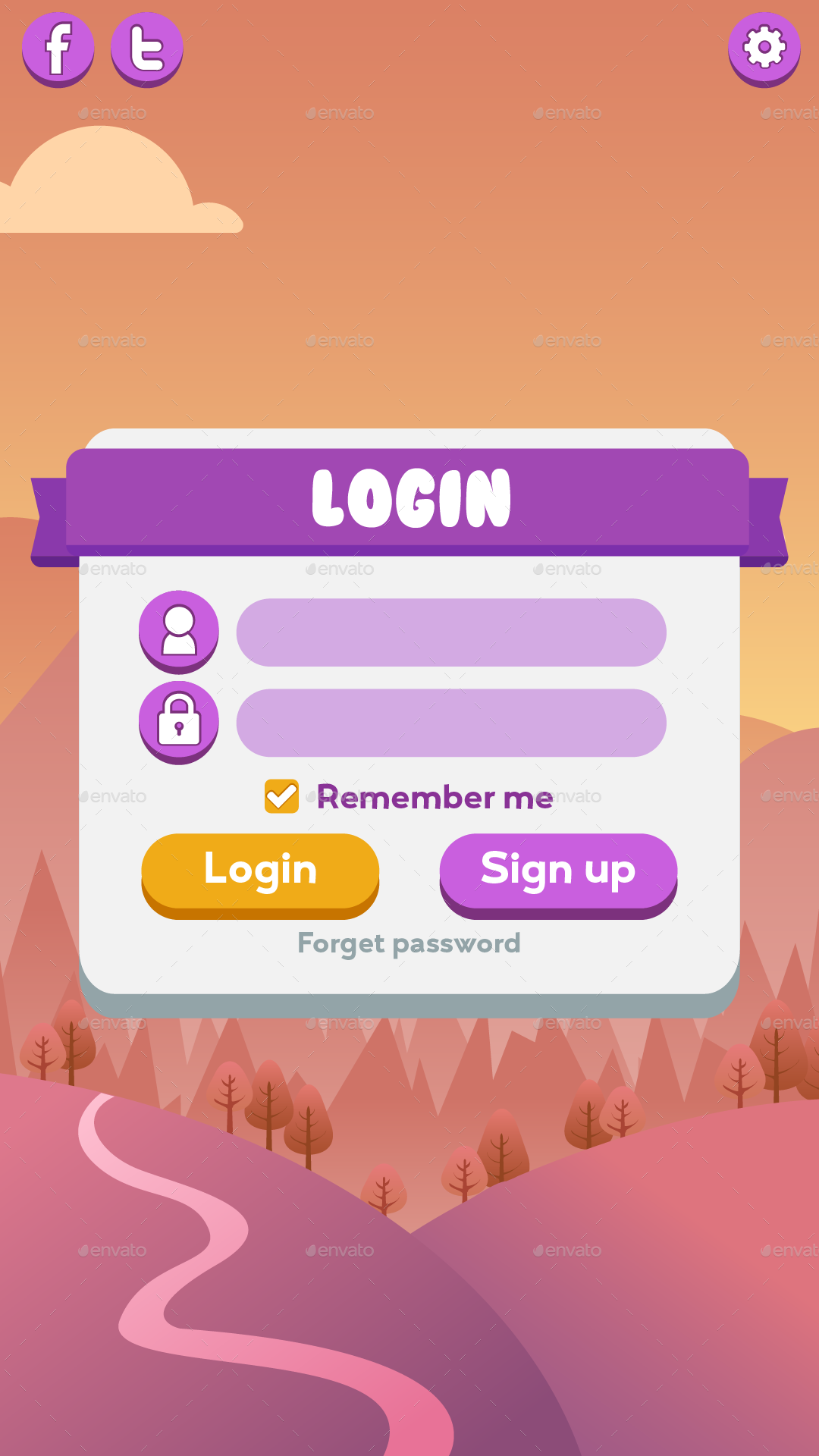 Purple Theme GUI Pack 07, Game Assets | GraphicRiver