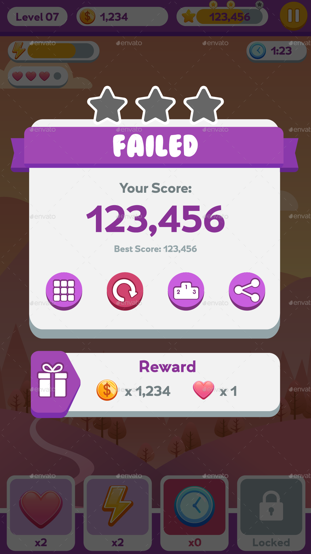 Purple Theme GUI Pack 07, Game Assets | GraphicRiver