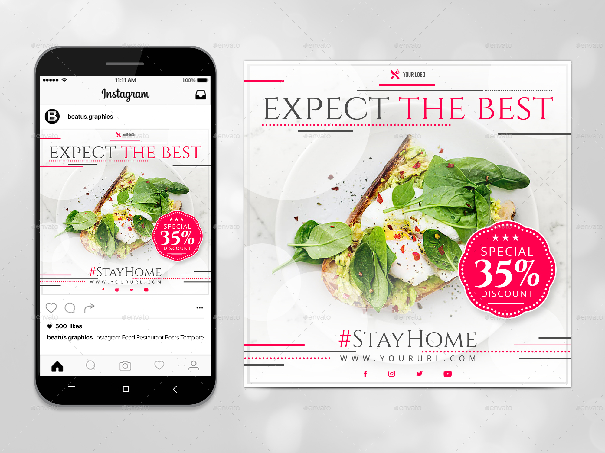 Instagram Food Restaurant Posts by BeatusGraphics | GraphicRiver