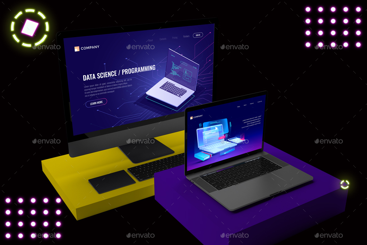 Neon Web Mockup, Graphics | GraphicRiver