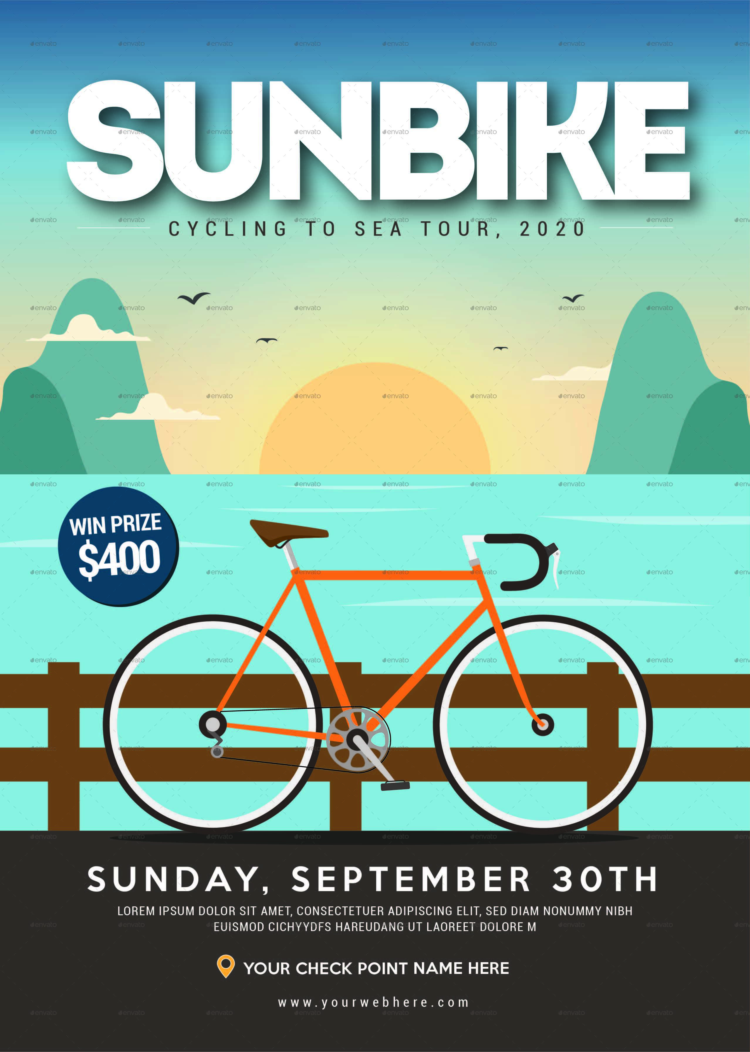 Bicycle Tour Fest Flyer, Print Templates | GraphicRiver