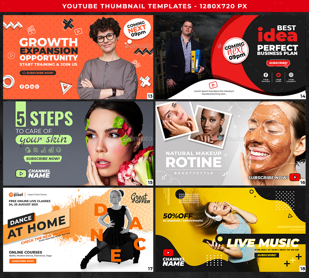 25 Youtube Thumbnail Templates, Web Elements | GraphicRiver