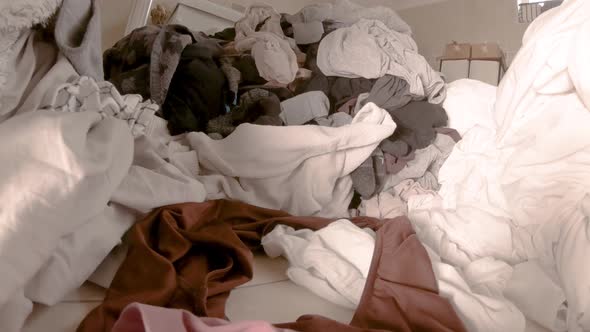 Laundry Piling Up in the Bathroom Slider Shot, Stock Footage | VideoHive