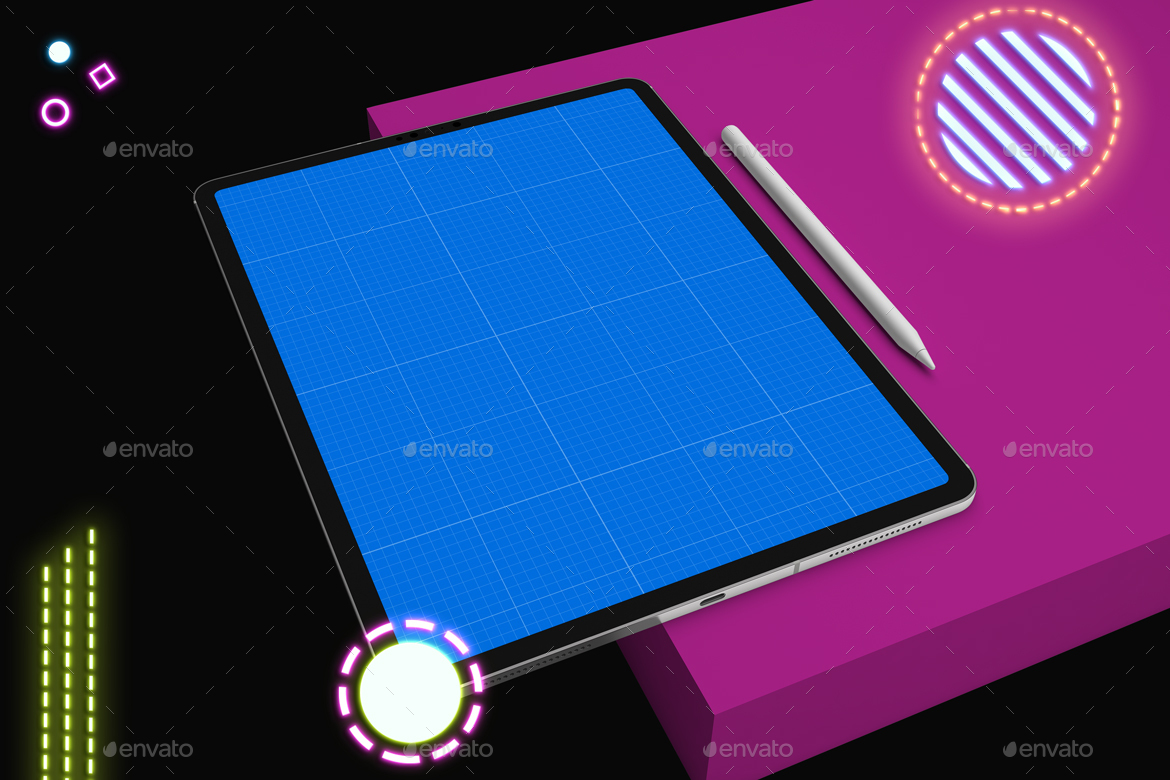 Neon Tablet Pro V.2 Mockup, Graphics | GraphicRiver