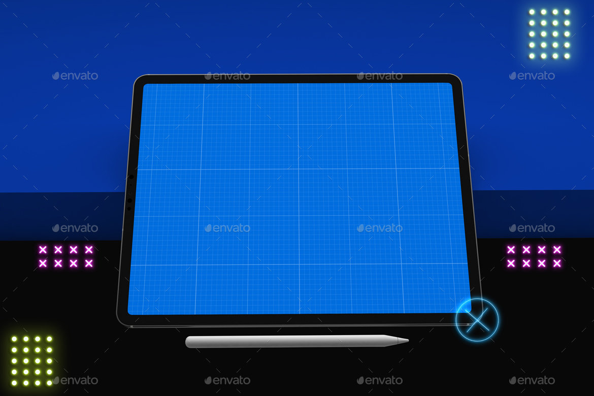 Neon Tablet Pro V.2 Mockup, Graphics | GraphicRiver