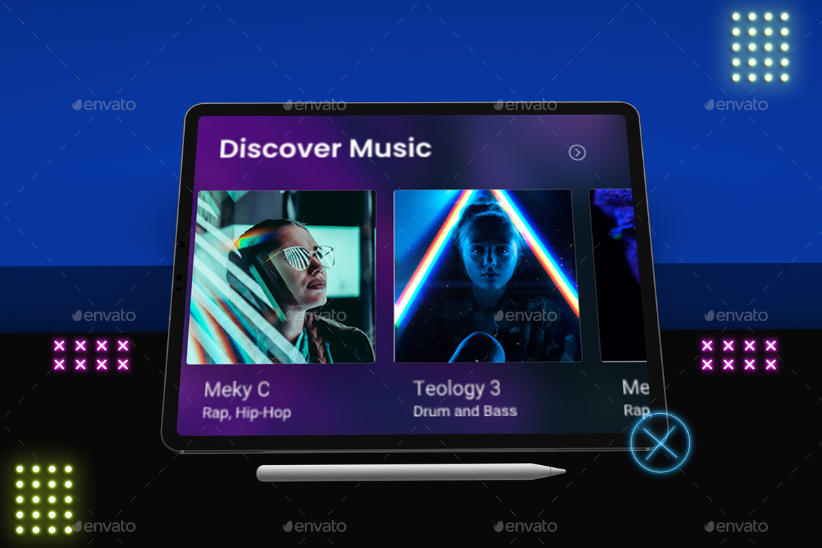 Neon Tablet Pro V.2 Mockup, Graphics | GraphicRiver