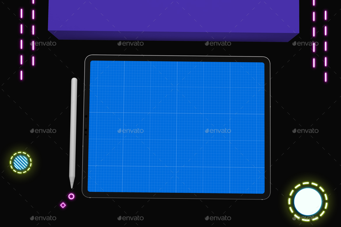 Neon Tablet Pro V.2 Mockup, Graphics | GraphicRiver