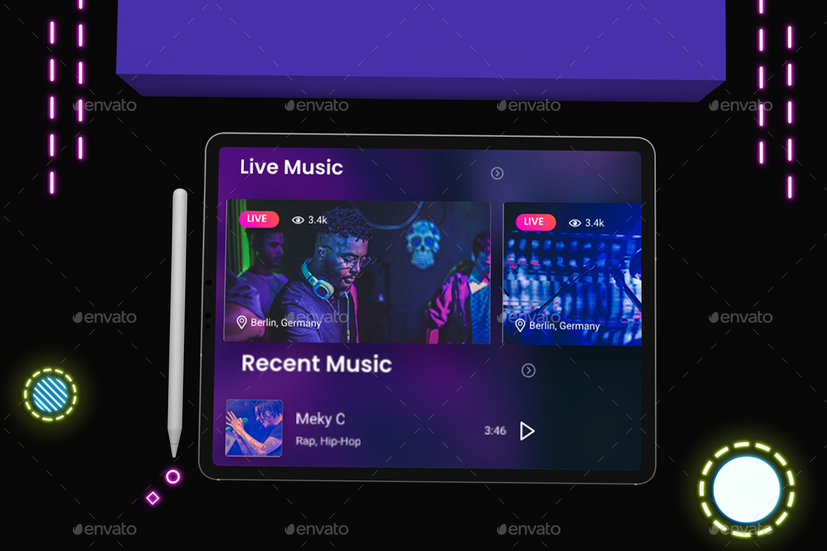 Neon Tablet Pro V.2 Mockup, Graphics | GraphicRiver
