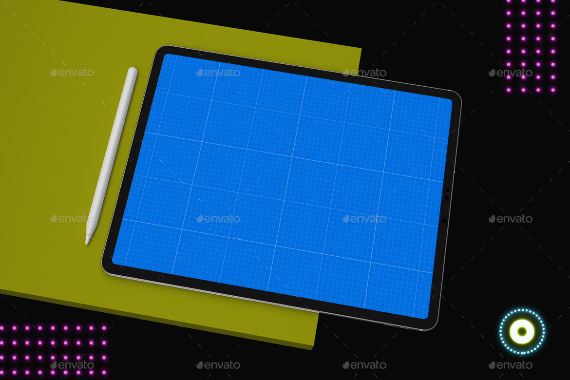 Neon Tablet Pro V.2 Mockup, Graphics | GraphicRiver