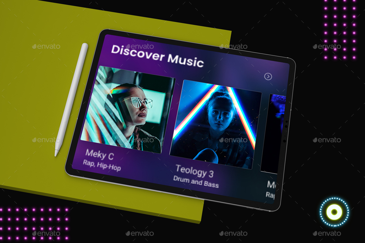 Neon Tablet Pro V.2 Mockup, Graphics | GraphicRiver