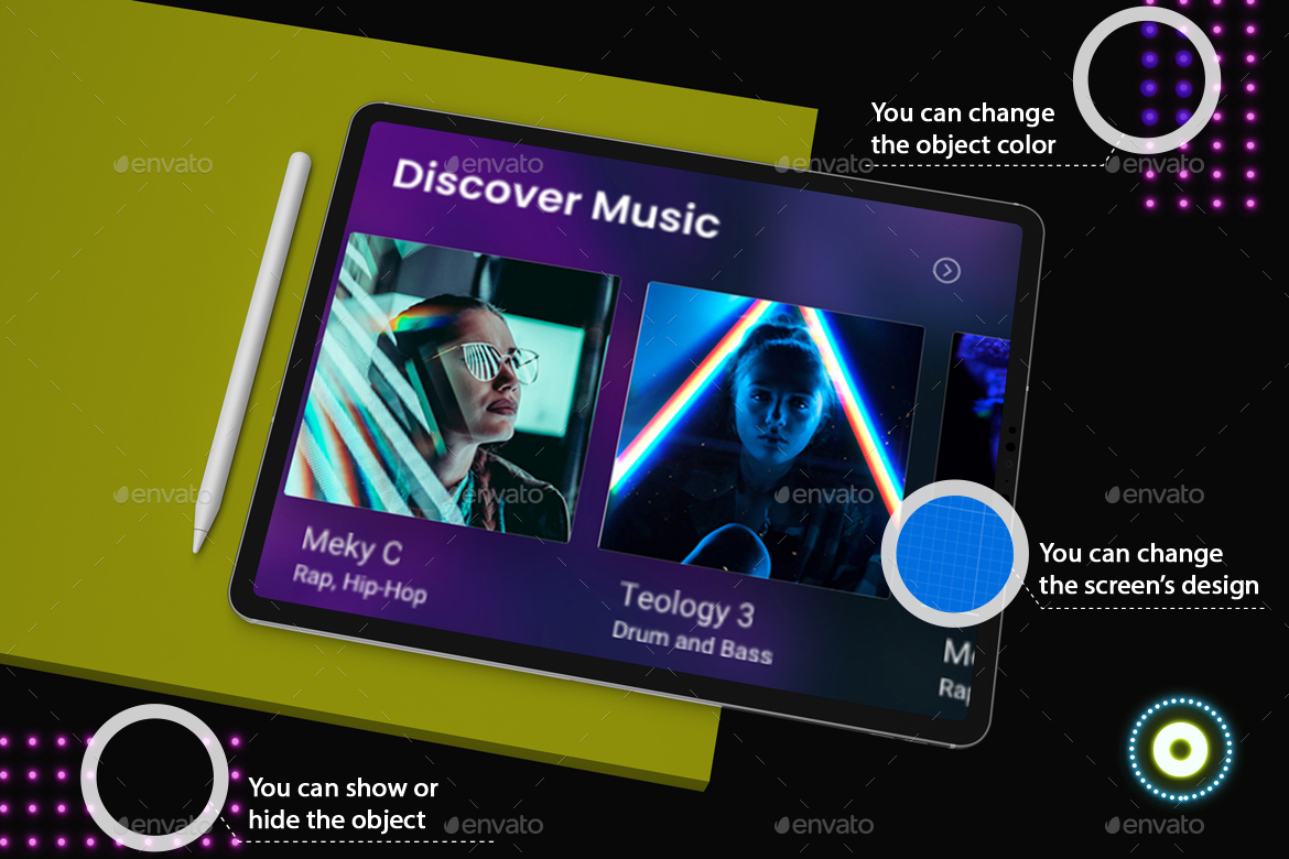 Neon Tablet Pro V.2 Mockup, Graphics | GraphicRiver