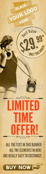 Web Banners - Retro-Vintage Set, Web Elements | GraphicRiver