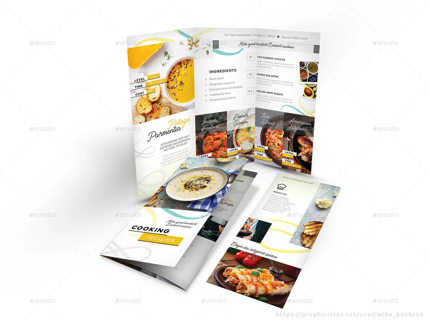 Cooking Recipe Trifold Brochure, Print Templates | GraphicRiver