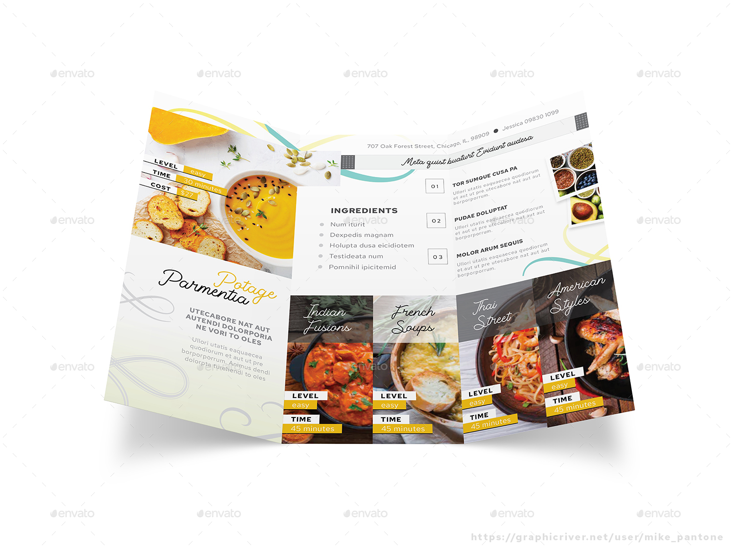 Cooking Recipe Trifold Brochure, Print Templates | GraphicRiver