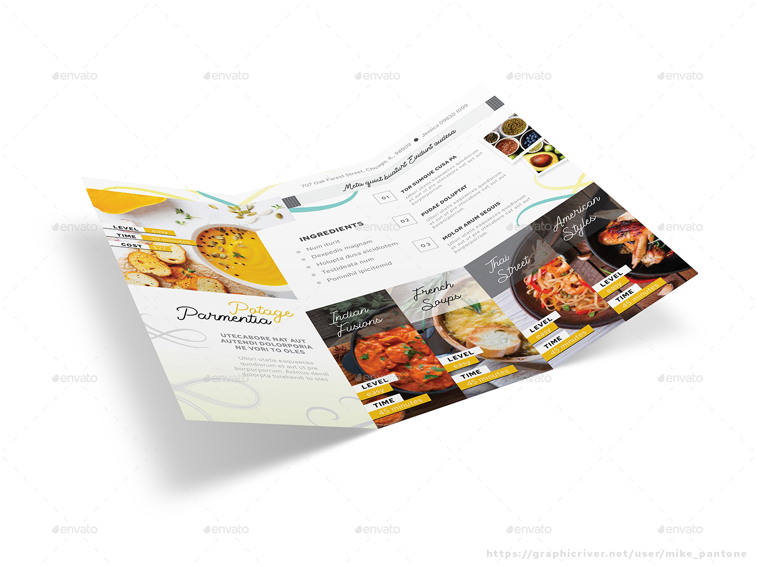 Cooking Recipe Trifold Brochure, Print Templates | GraphicRiver