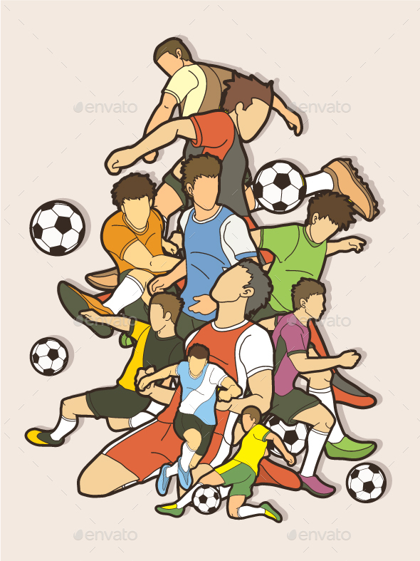 Soccer Player Team, Vectors | GraphicRiver
