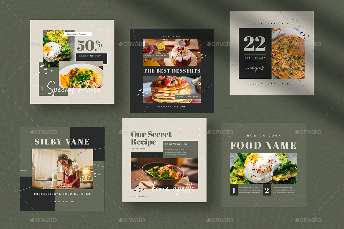 Food Blogger Social Media Post, Web Elements | GraphicRiver