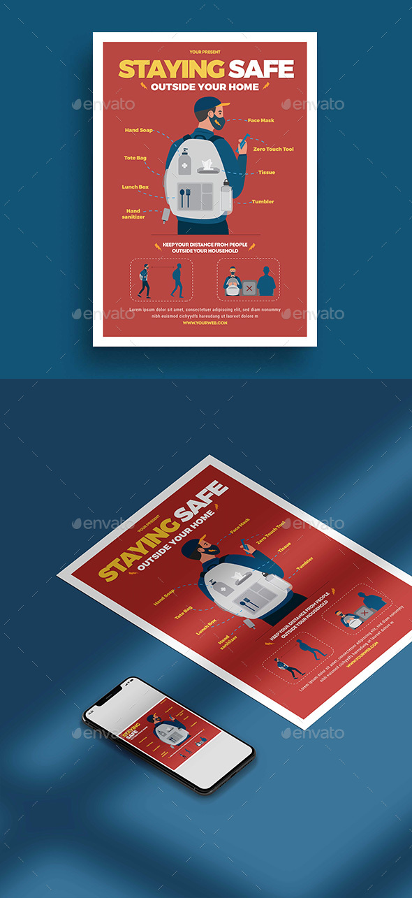 Staying Safe Outside Flyer, Print Templates | GraphicRiver