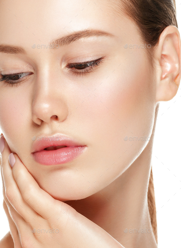Healthy skin close up face clean fresh beauty make up woman Stock Photo ...