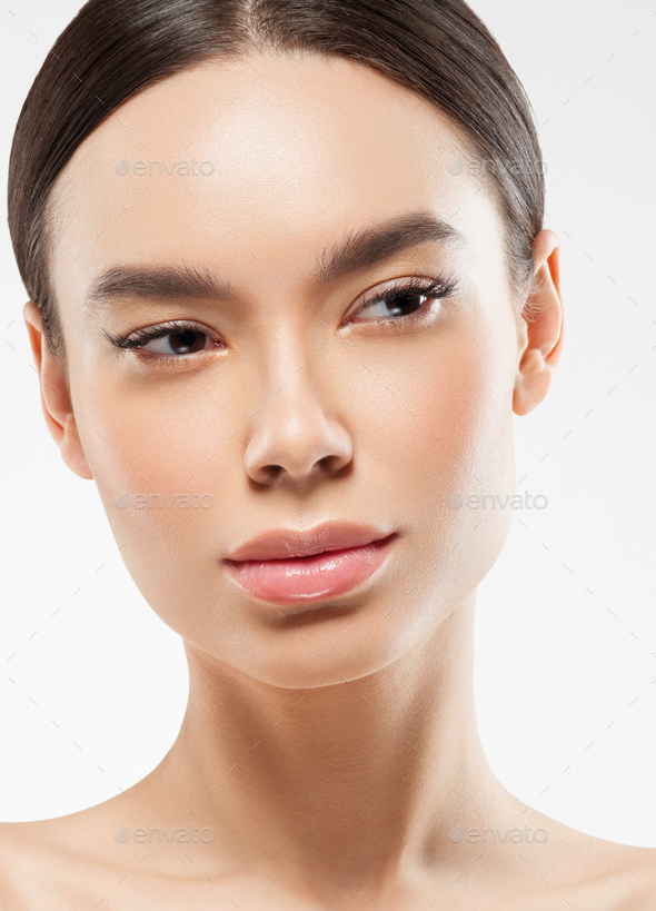 Asian female chines beauty woman clean skin face portrait. Young female ...