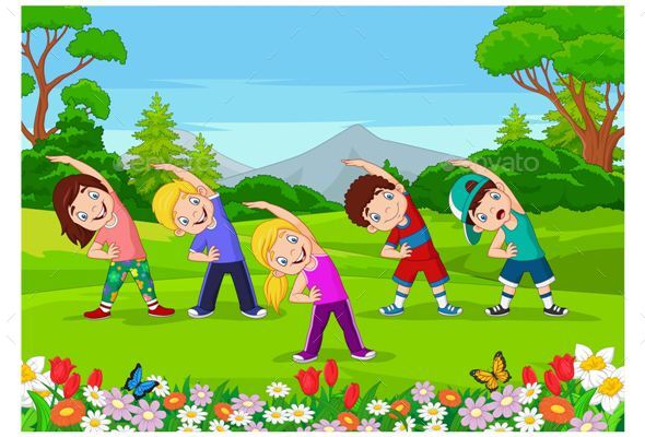 Cartoon Kids Exercising, Vectors | GraphicRiver