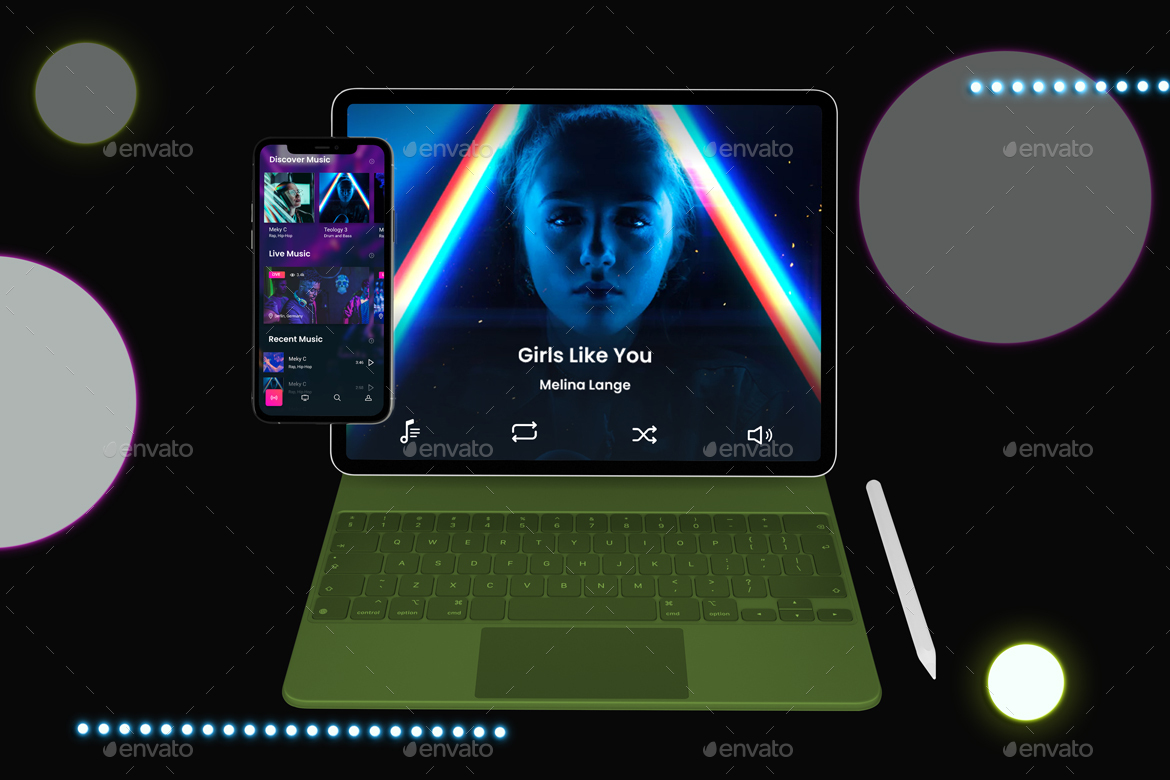 Neon Phone & Tablet Pro Mockup, Graphics | GraphicRiver