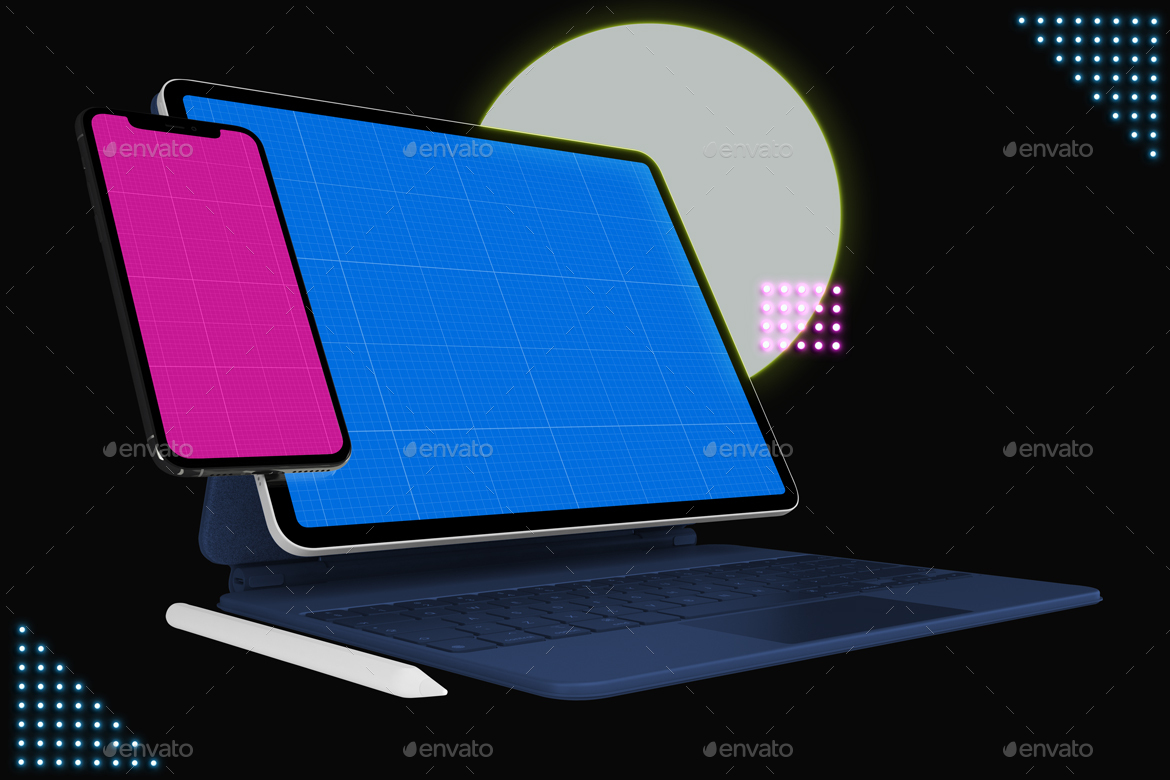 Neon Phone & Tablet Pro Mockup, Graphics | GraphicRiver