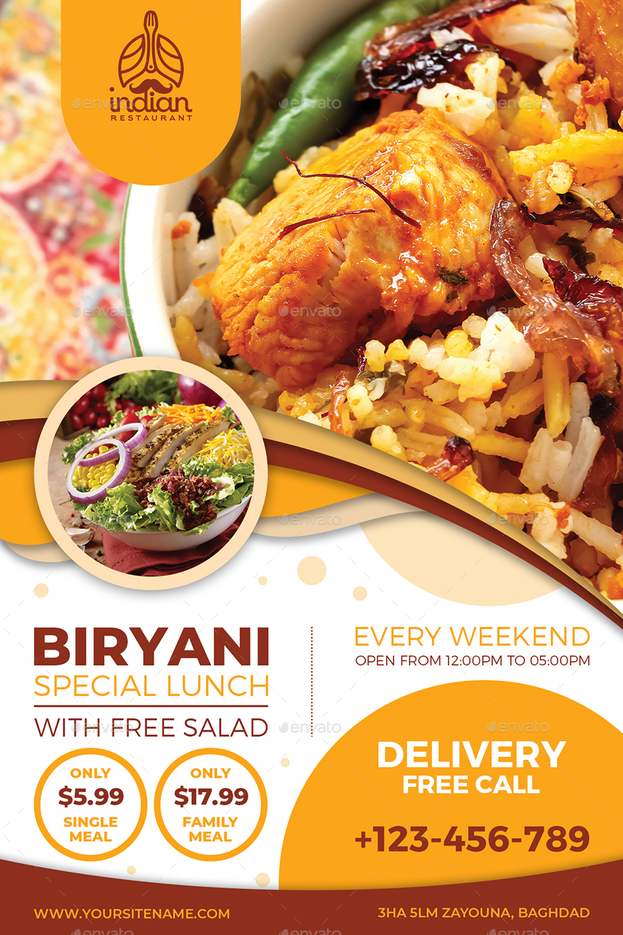 Biryani Restaurant Table Tent Template, Print Templates | GraphicRiver