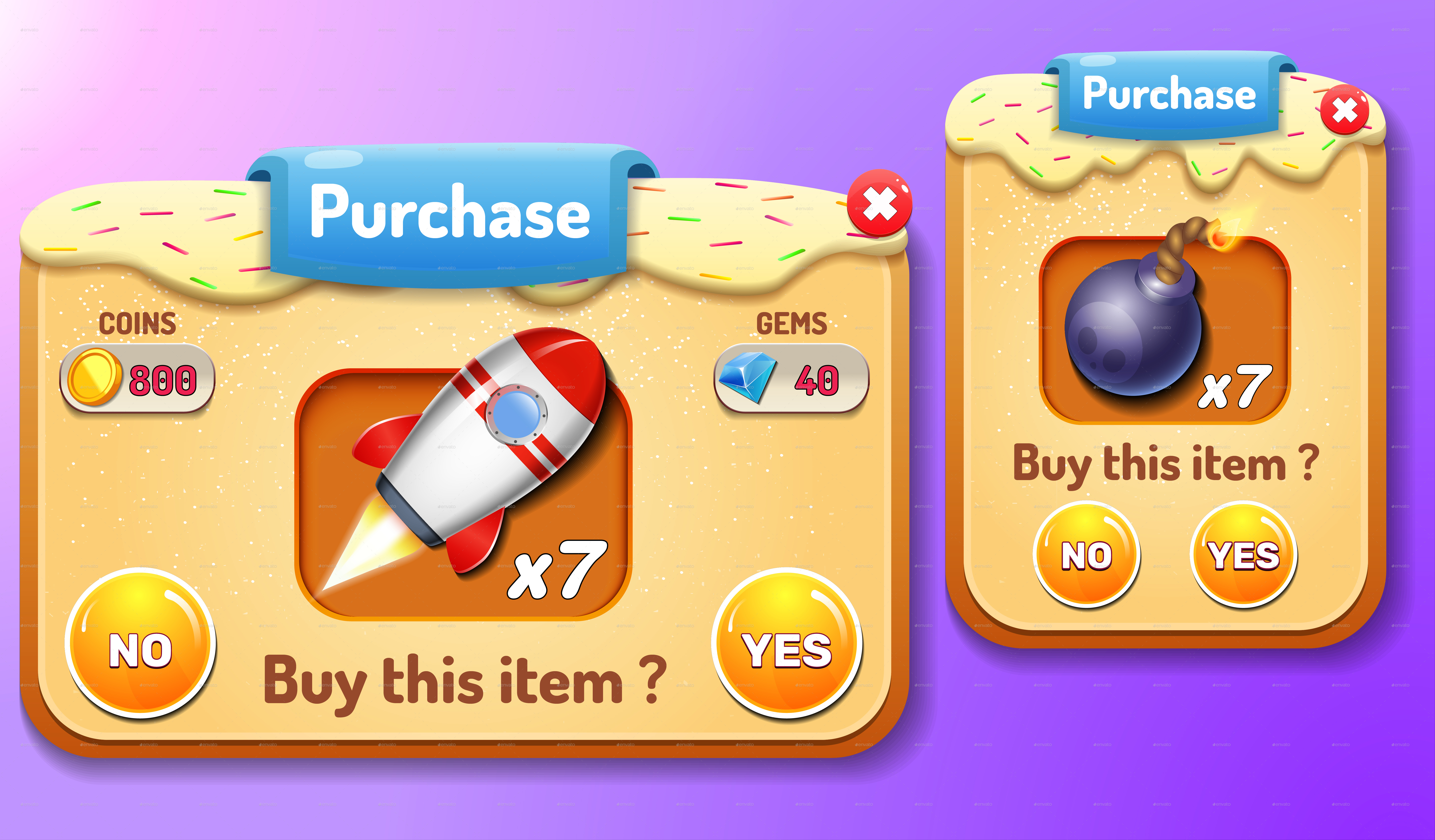 Casual Candy Theme Game UI for Mobile Games, Game Assets | GraphicRiver