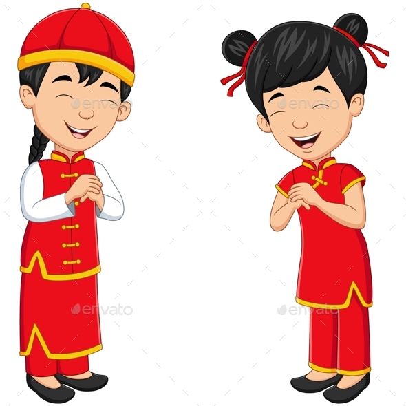 Cartoon Chinese Kids, Vectors | GraphicRiver