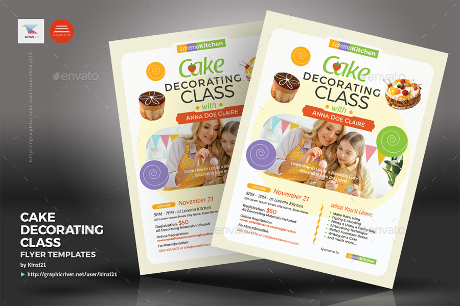 Cake Decorating Class Flyer Templates, Print Templates | GraphicRiver