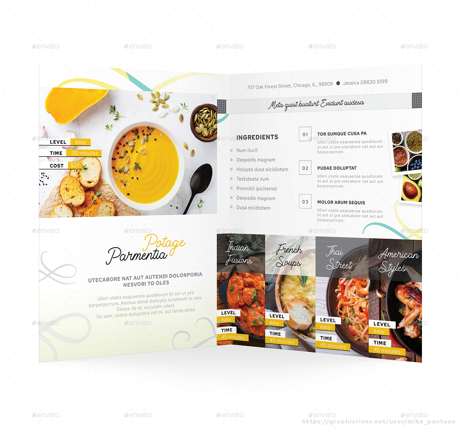 Cooking Recipe Bifold Brochure, Print Templates | GraphicRiver