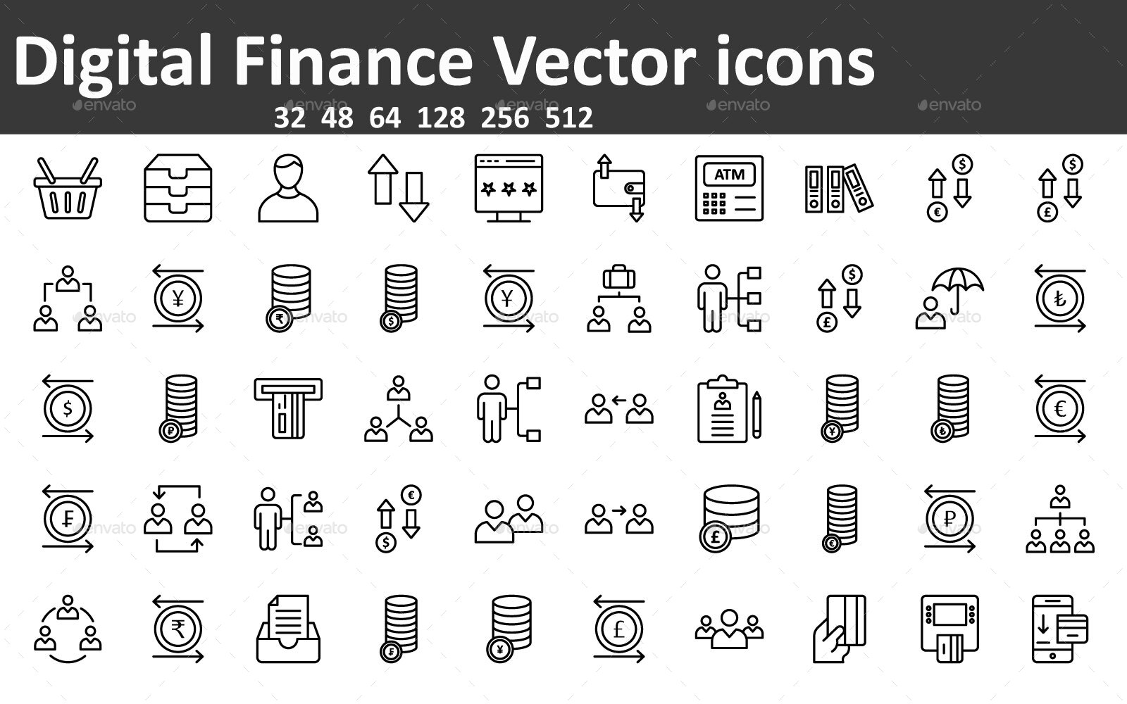 50 Digital Finance Vector icons, Icons | GraphicRiver