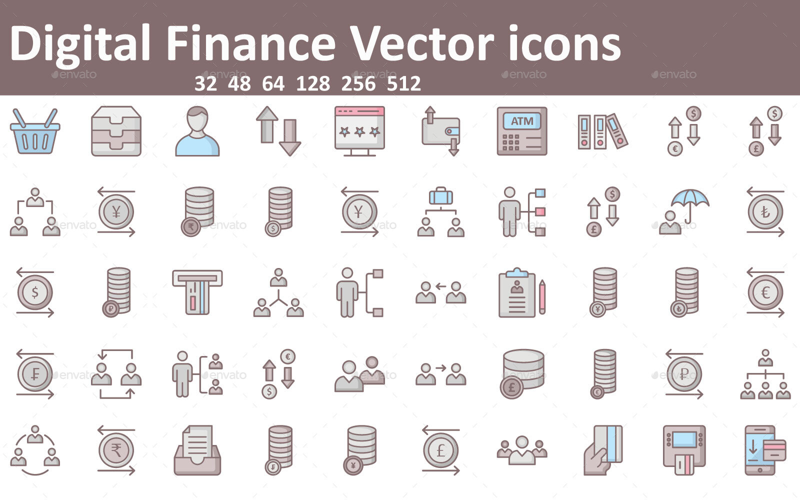 50 Digital Finance Vector icons, Icons | GraphicRiver