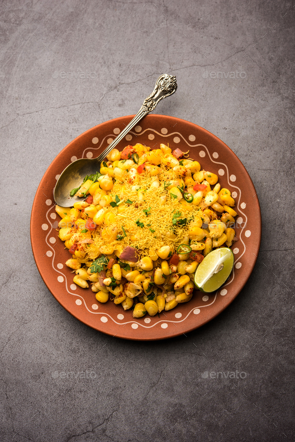 Sweet Corn Chat or Chaat is a popular Indian Roadside healthy snack ...