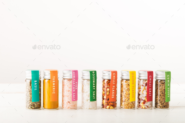 Spices Set in Mini Bottles Stock Photo by Manuta | PhotoDune