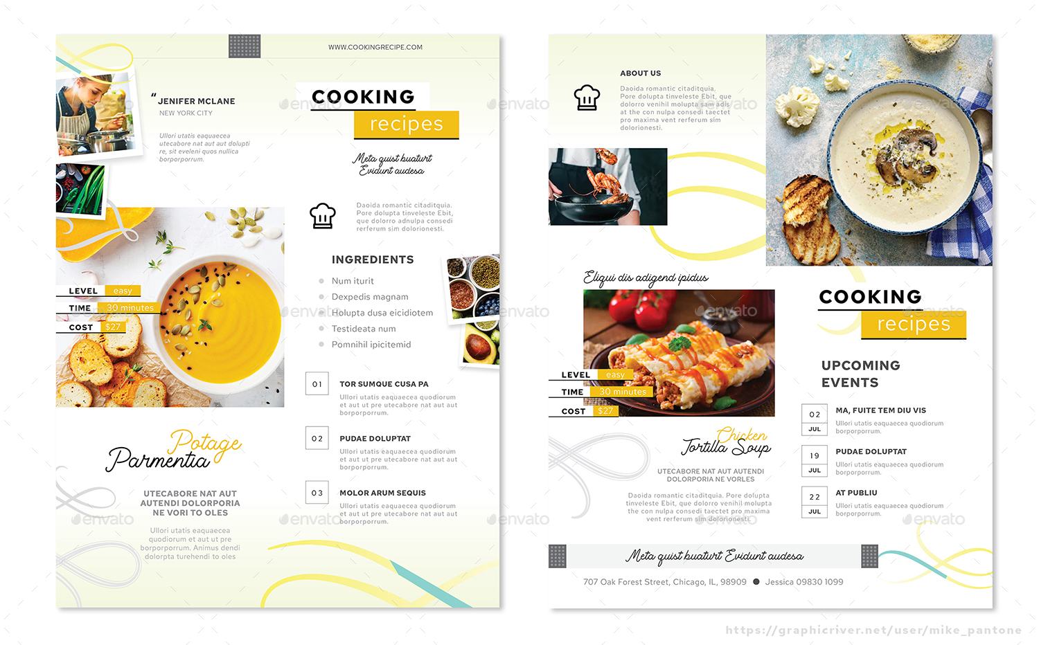 Cooking Recipe Flyers – 4 Options, Print Templates | GraphicRiver