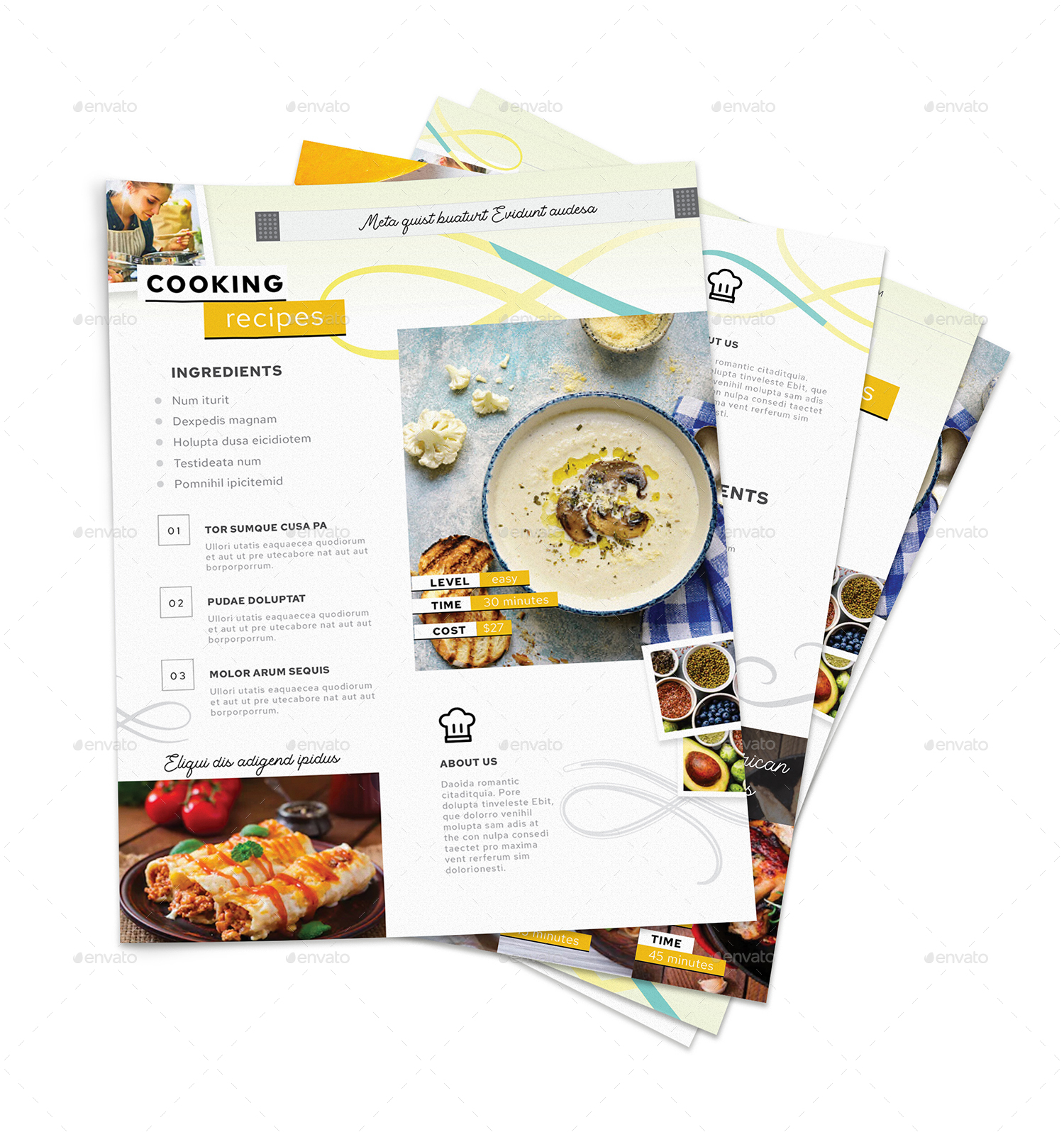 Cooking Recipe Flyers – 4 Options, Print Templates | GraphicRiver