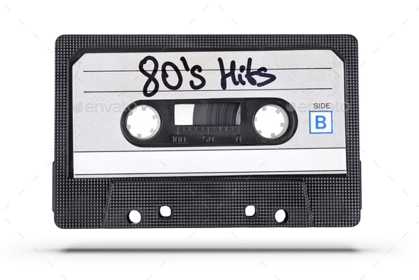 Old audio tape cassette with 80's hits text Stock Photo by Ha4ipuri