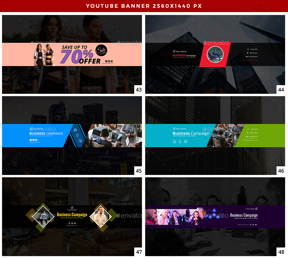 50 YouTube Channel Art, Web Elements | GraphicRiver