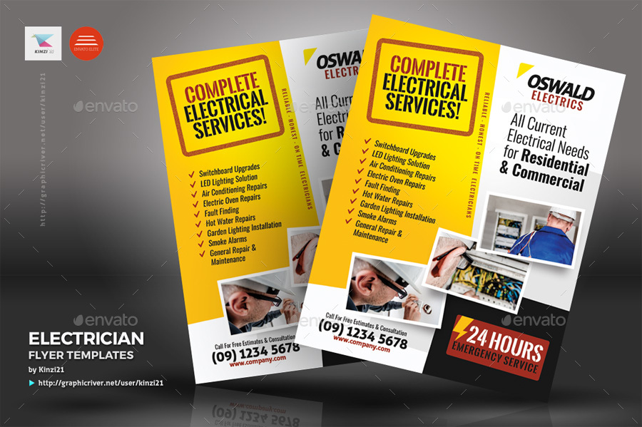 Electrician Flyer Templates, Print Templates | GraphicRiver