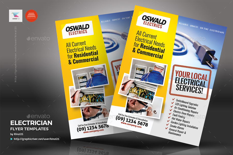 Electrician Flyer Templates, Print Templates | GraphicRiver