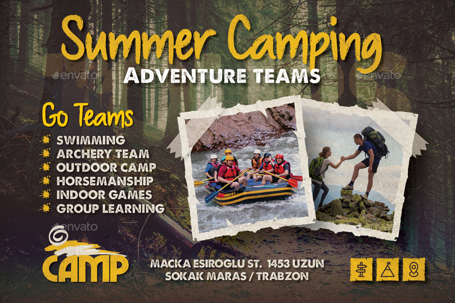 Camping Adventure Postcard Templates, Print Templates | GraphicRiver