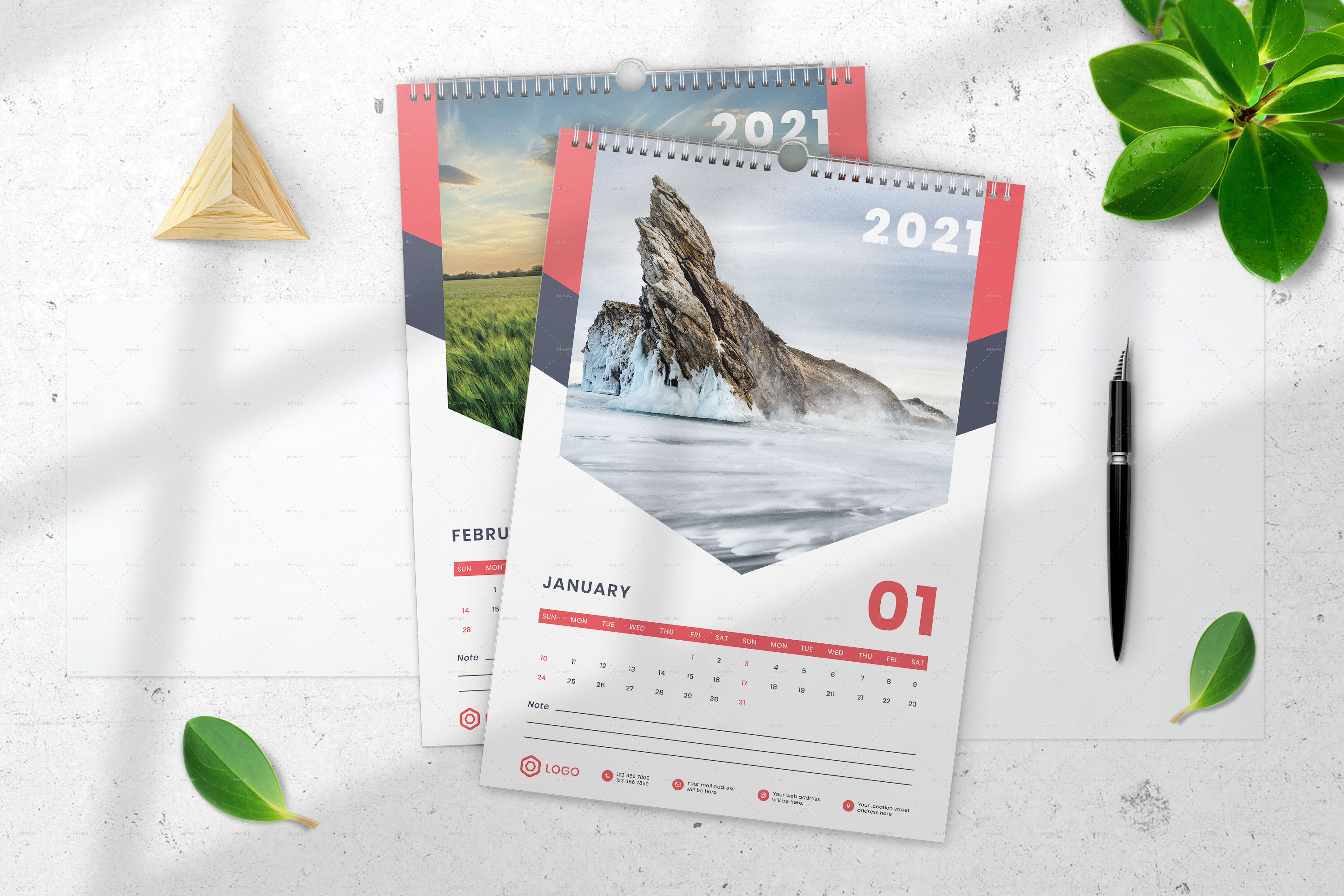 Wall Calendar 2021, Print Templates | GraphicRiver
