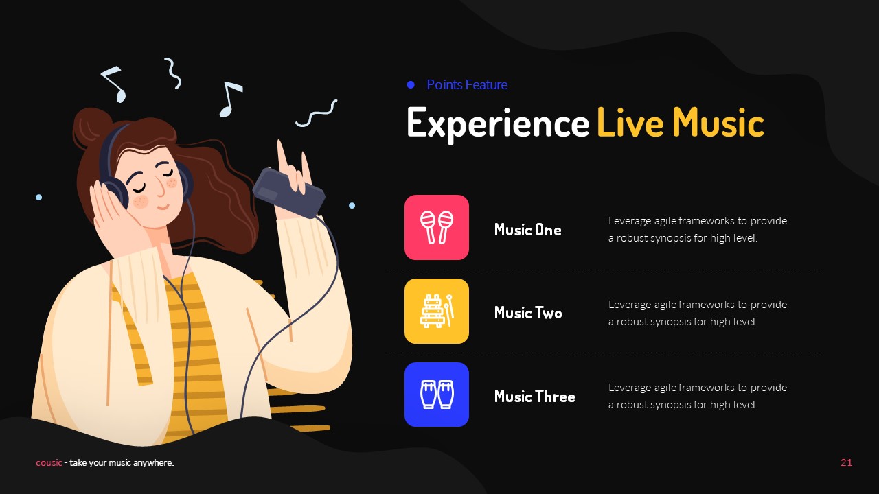 Cousic Music Event Keynote Presentation Template, Presentation Templates