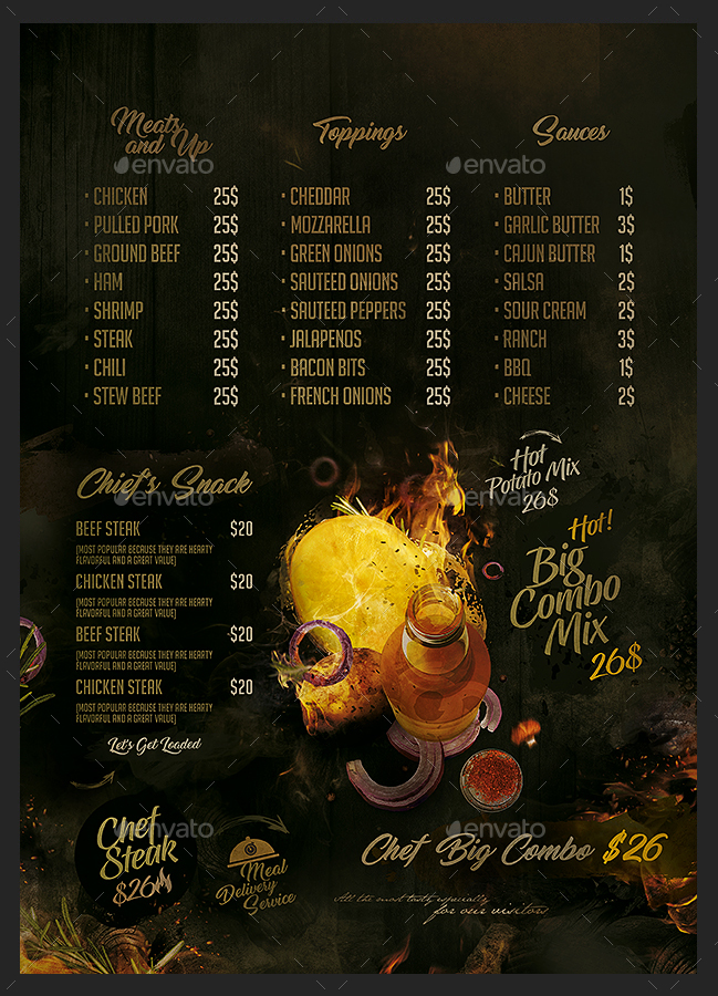 The Potato Shack Menu, Print Templates | GraphicRiver
