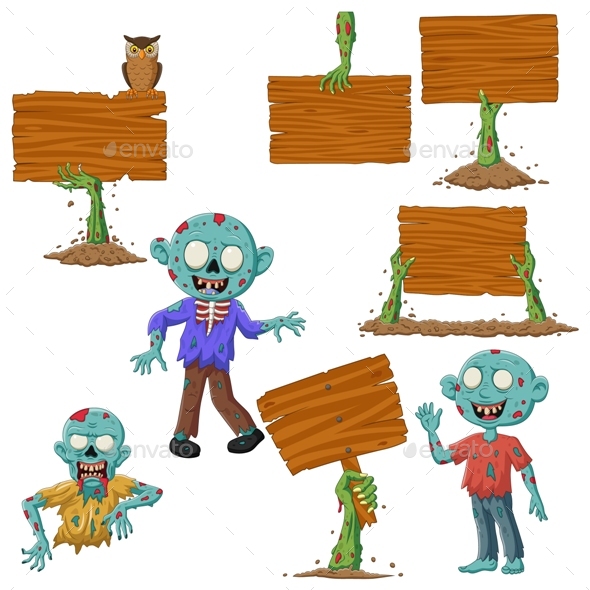 Zombie Boys Clip Art Set Graphic, Vectors | GraphicRiver