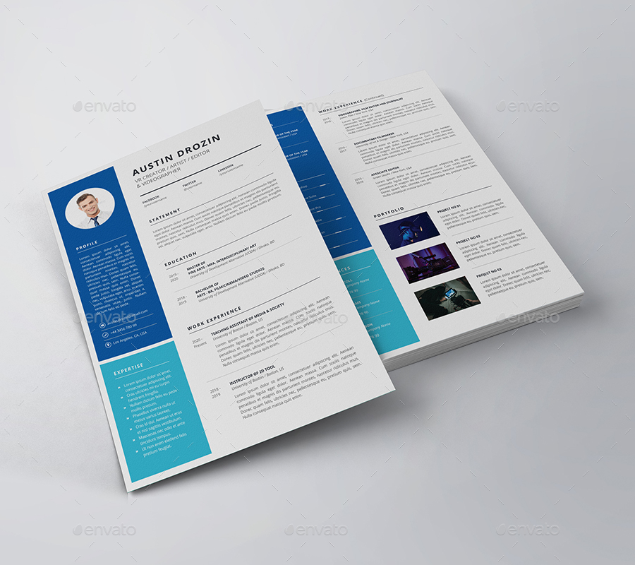 Resume/CV (2 Page), Print Templates | GraphicRiver